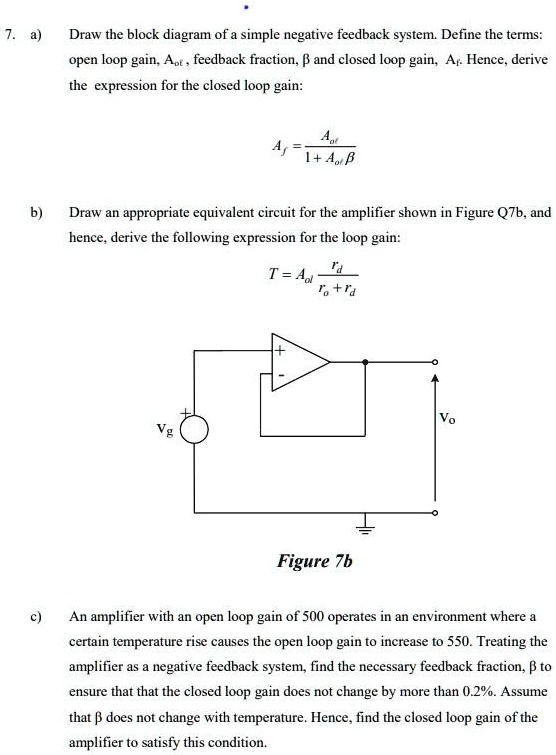 7. a) Draw the block diagram of a simple negative feedback system ...