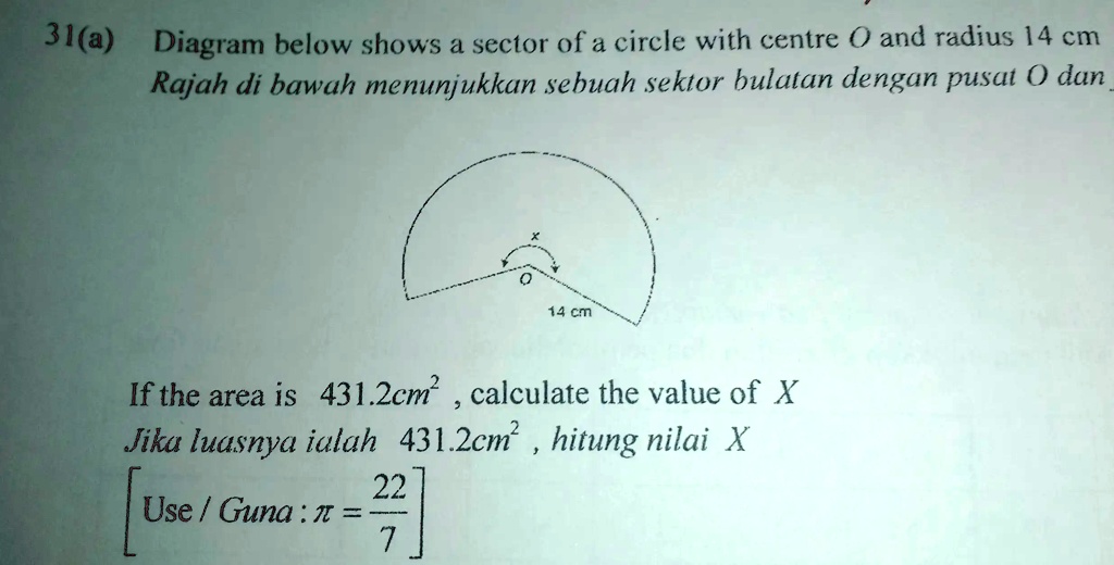Video Solution 31 A The Diagram Below Shows A Sector Of A Circle With Center And Radius 14 Cm