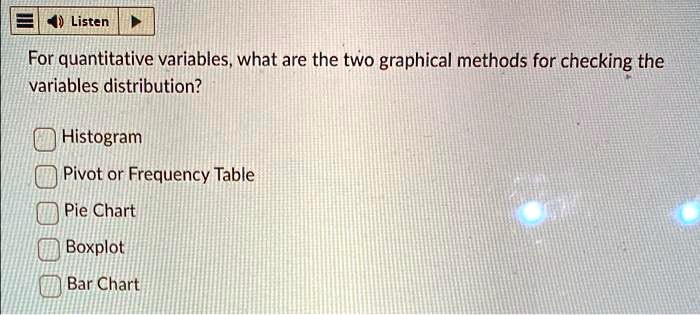 Listen For quantitative variables, what are the two graphical methods ...