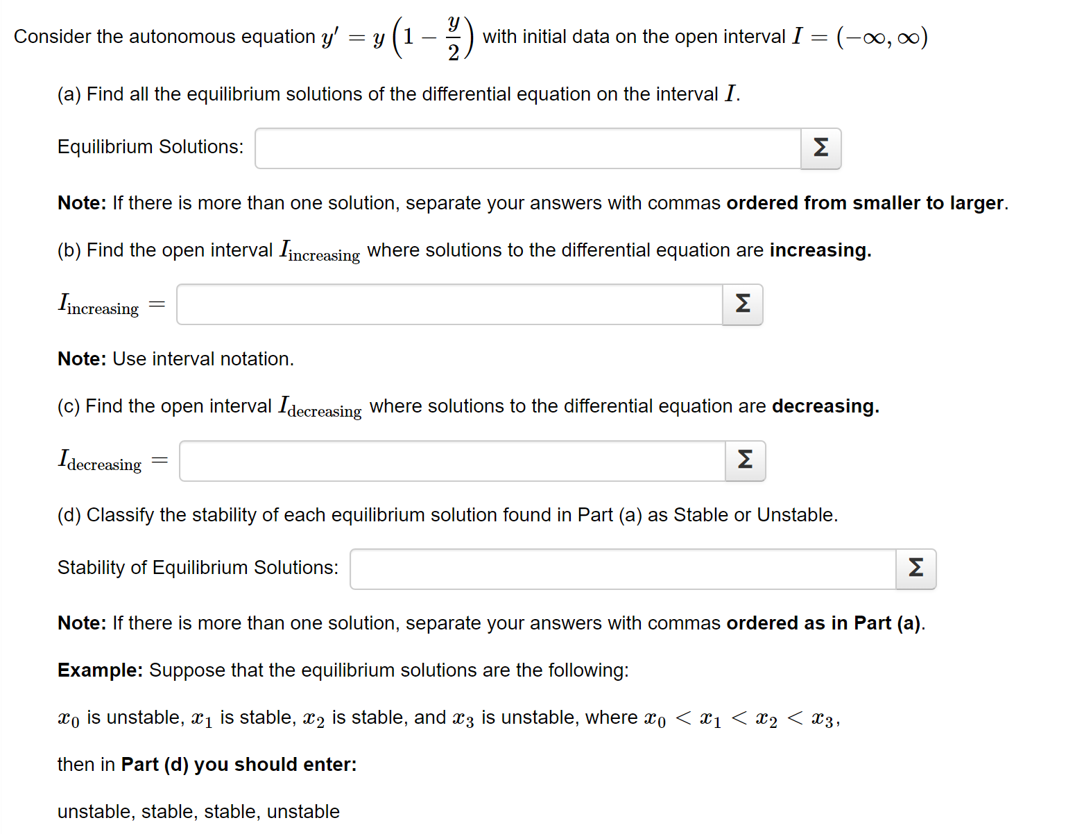 Consider the autonomous equation y^'=y(1-(y)/(2)) with initial data on ...