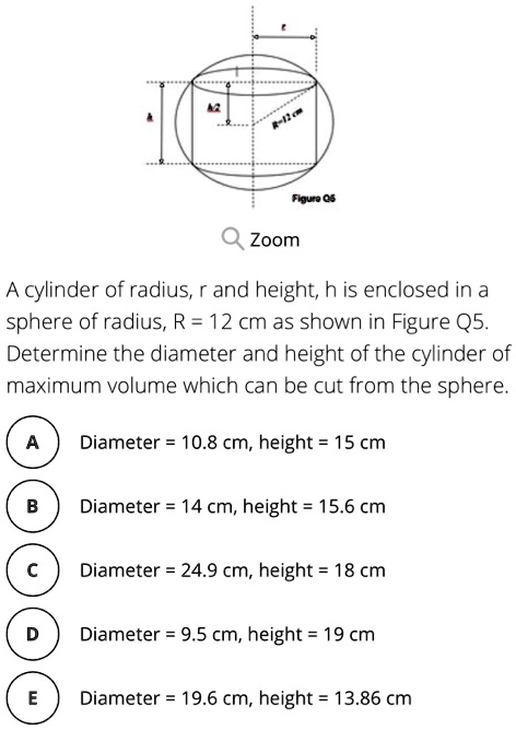 figwe 0 zoom a cylinder of radius and height h is enclosed in a sphere ...