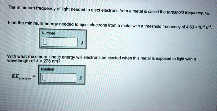 Solved The Minimum Frequency Of Light Needed To Eject Electrons From