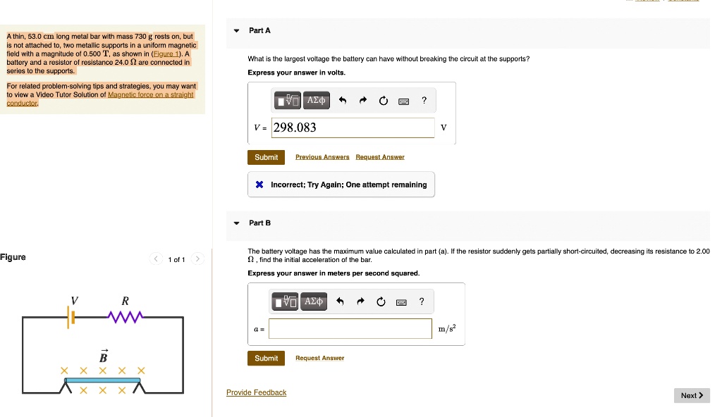 SOLVED: A thin, 53.0 cm long metal bar with mass 730 g rests on, but is ...