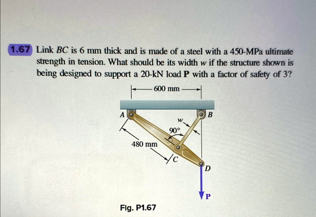 167 link bc is 6mm thick and is made of a steel with a 450 mpa ultimate ...