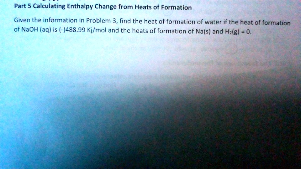 part 5 calculating enthalpy change from heats of formation given the ...