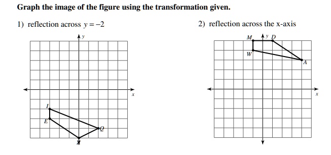 SOLVED: Graph the image of the ligure using the transformation given 1) reflection across y =-2 ...