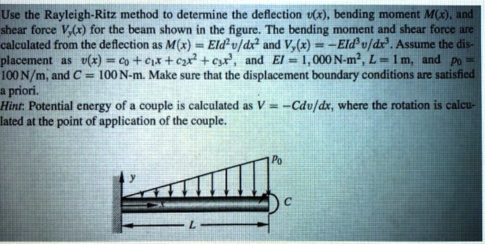 SOLVED: Use the Rayleigh-Ritz method to determine the deflection u (x ...