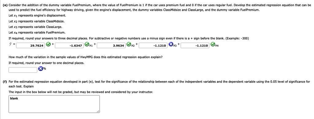 Solved E Consider The Addition Lhe Dummy Variable Fucipremium Vthere The Value Fucipremiumt
