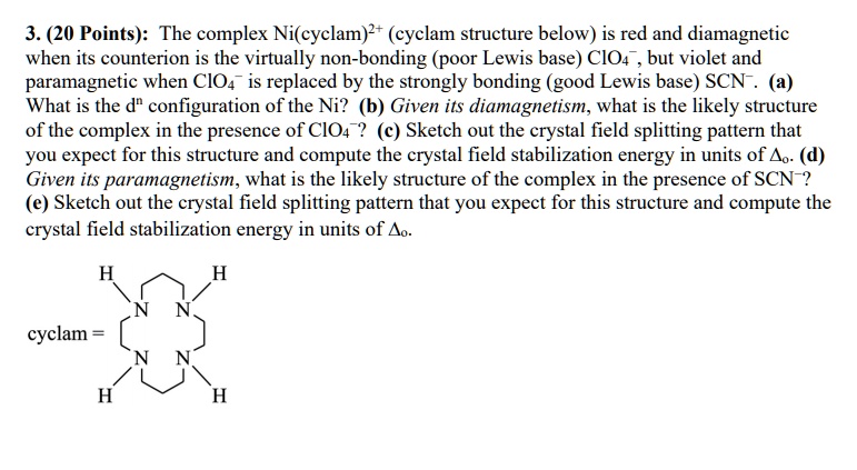 3 20 points the complex nicyclam cyclam structure below is red and ...