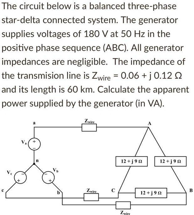 SOLVED: The circuit below is a balanced three-phase star-delta ...