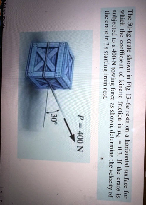 The 50-kg crate shown in Fig. 13-6a rests on a horizontal surface for which the coefficient of ...