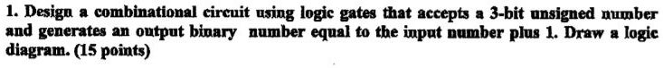 Solved Design A Combinational Circuit Using Logic Gates That Accepts A 3 Bit Unsigned Number 6242