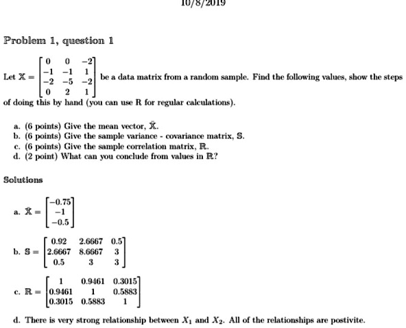 SOLVED:1o/81 2S Problem 1, question Lat % = data WAlrix ITOItl ThdOM ...