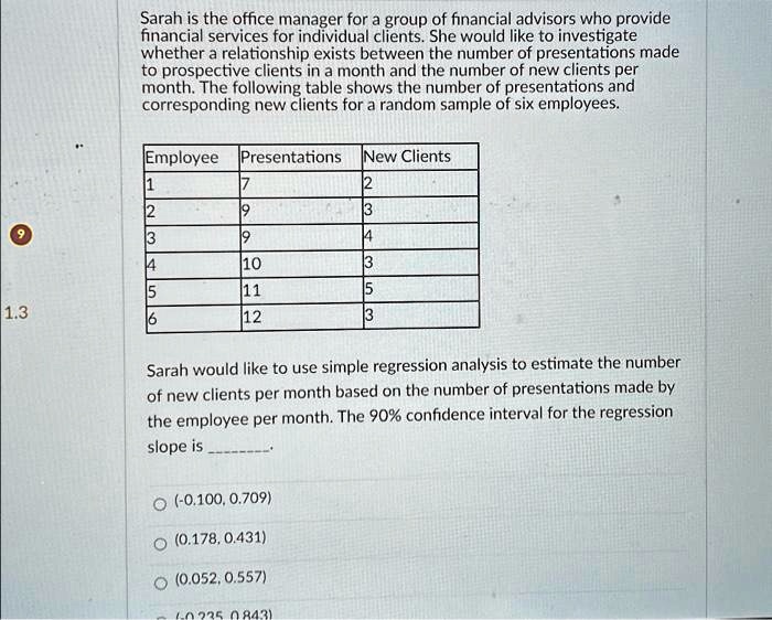Sarah is the office manager for a group of financial advisors who provide financial services for ...