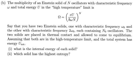 (b) The multiplicity of an Einstein solid of N oscillators with ...