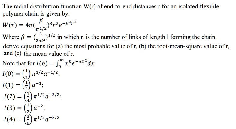 The Radial Distribution Function W R Of End To End Distances R For An