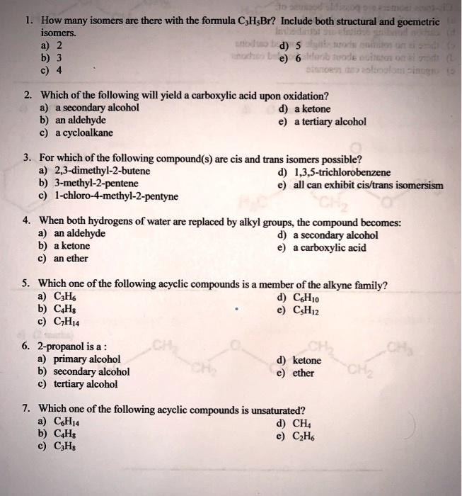 SOLVED: How many isomers are there with the formula C2H5Br? Include ...