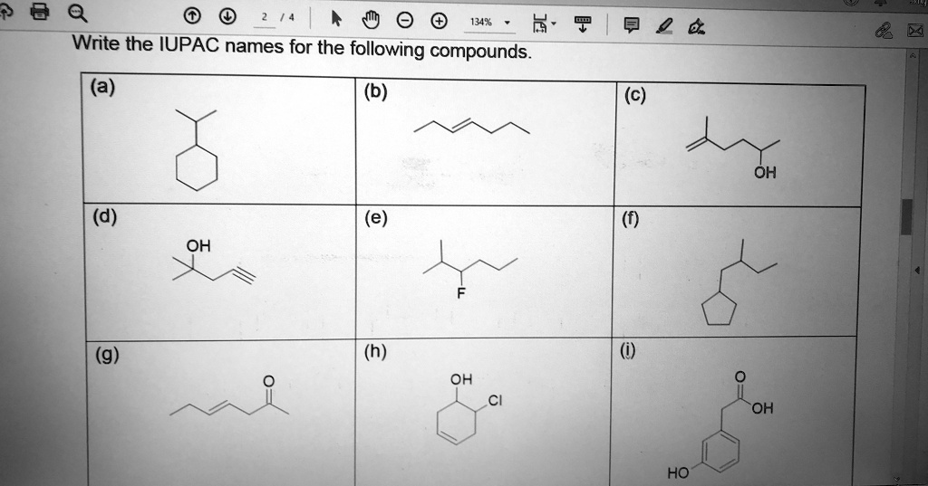write the iupac names for the following compounds q 24 134 write the ...