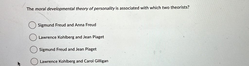 The moral developmental theory of personality is associated with which ...