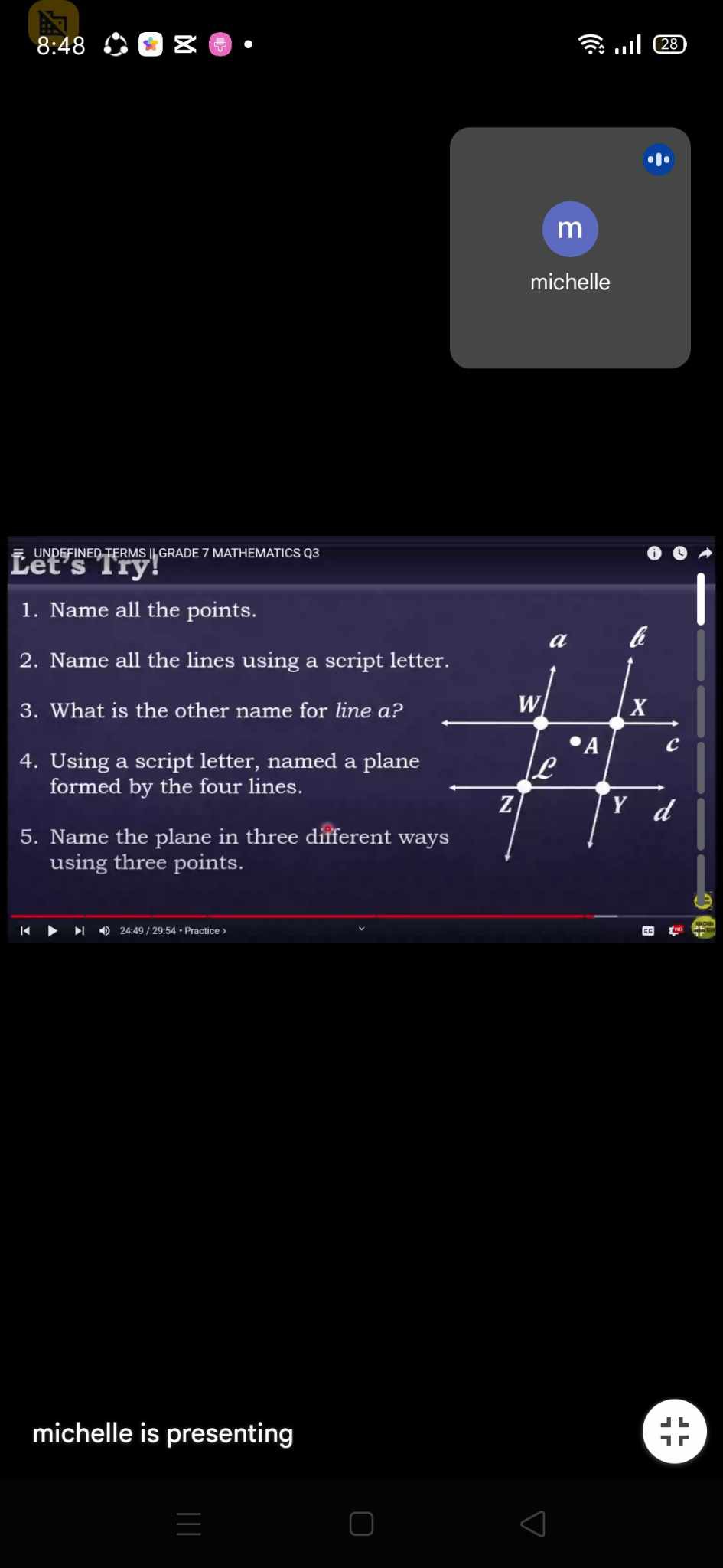 SOLVED: 8:48 ? ? ?? , .ll 28 E UNDFFINEQTERMS IGRADE 7 MATHEMATICS Q3 1. Name all the points. 2 ...