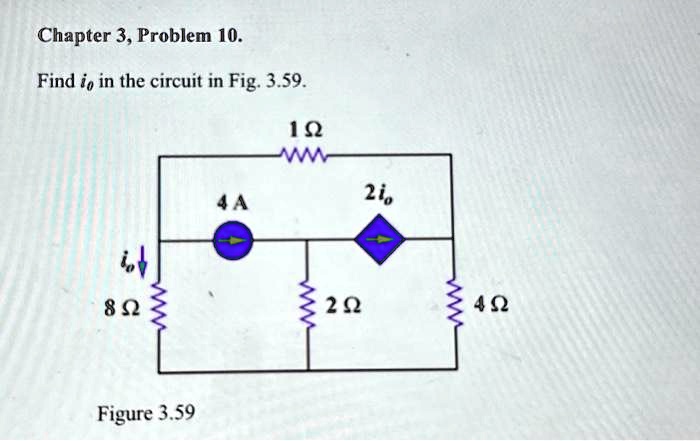 Chapter 3, Problem 10. Find io in the circuit in Fig. 3.59. 1? 4 A 2io io 8? Figure 3.59 2? 4?