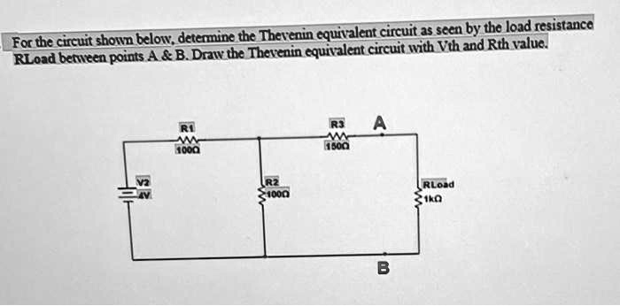For the circuit shown below, determine the Thevenin equivalent circuit as seen by the load ...