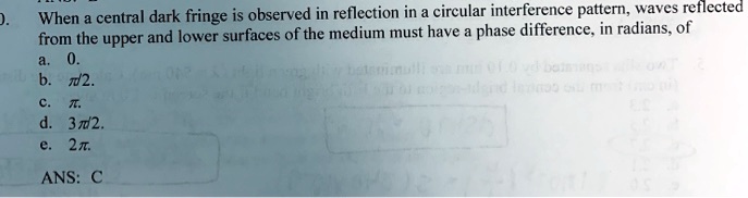 when central dark fringe is observed in reflection in circular ...