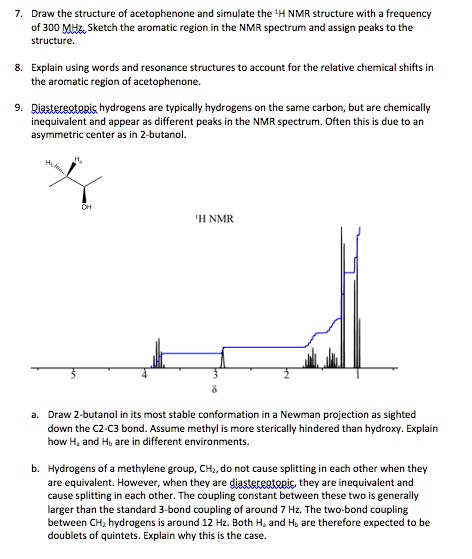 draw the structure of acetophenore and simulate the nmr structure writh ...