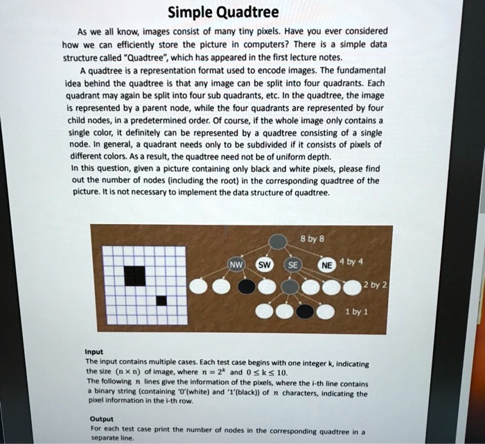 SOLVED: Simple Quadtree As we all know, images consist of many tiny pixels. Have you ever ...