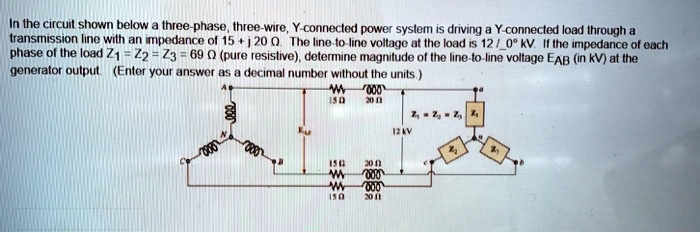 In the circuit shown below a three-phase, three-wire, Y-connected power ...