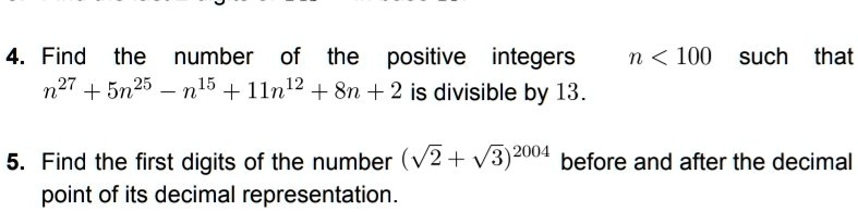 SOLVED: Find the number of the positive integers n27 + 5n25 nl5 + lln"2 + 8n + 2 is divisible by ...