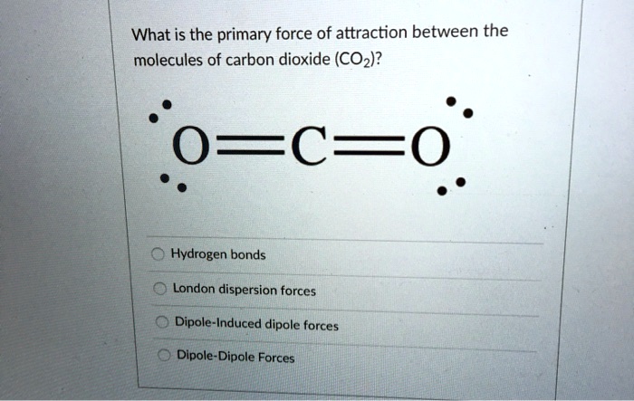 SOLVED: What is the primary force of attraction between the molecules ...