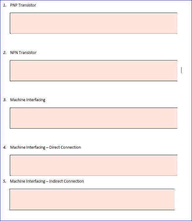 SOLVED: 1. PNP Transistor 2. NPN Transistor 3. Machine Interfacing 4 ...