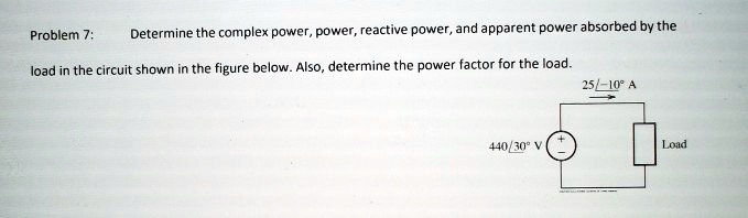 SOLVED: Problem 7: Determine the complex power, power, reactive power, and apparent power ...