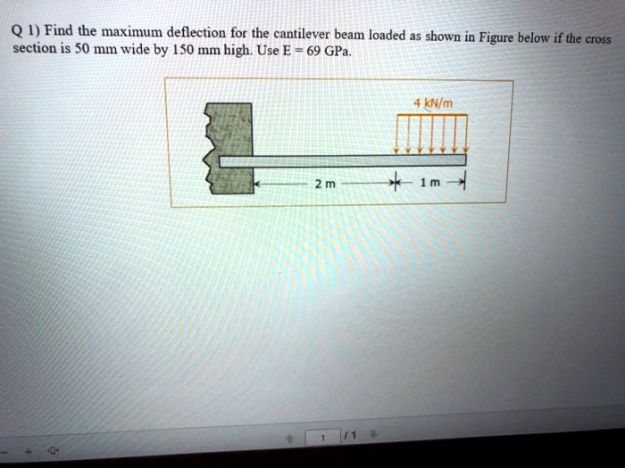 SOLVED: Q I Find the maximum deflection for the cantilever beam loaded as shown in Figure below ...