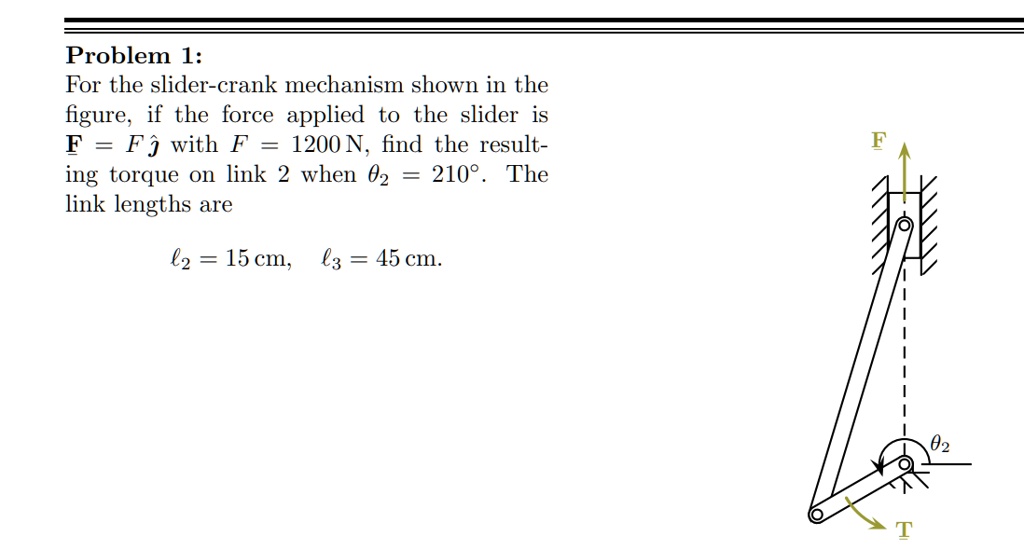 SOLVED: Problem 1: For the slider-crank mechanism shown in the figure ...