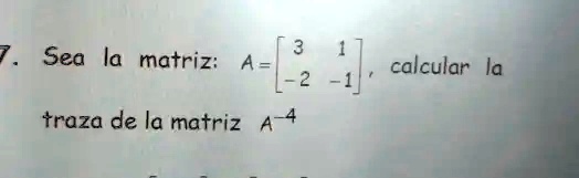 SOLVED: Sea la matriz: A = 1-2 5 17, calcular la traza de la matriz 4-4.