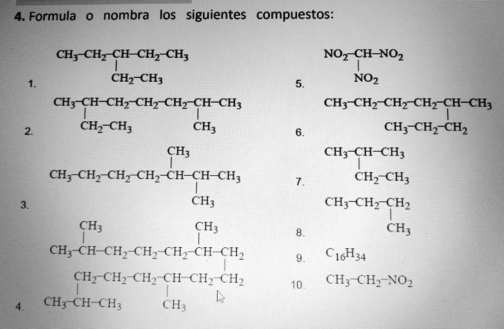 SOLVED: Formula o nombra los siguientes compuestos: . 4. Formula nombra ...