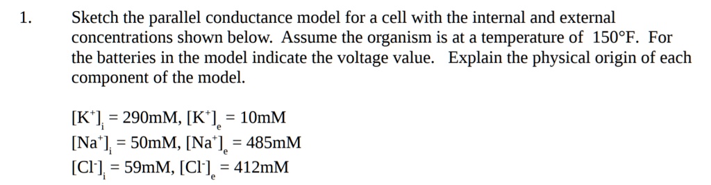 SOLVED: Sketch the parallel conductance model for a cell with the ...