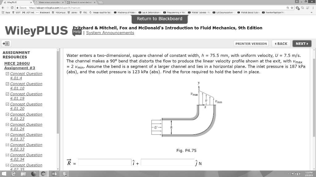 SOLVED: Water enters a two-dimensional, square channel of constant ...