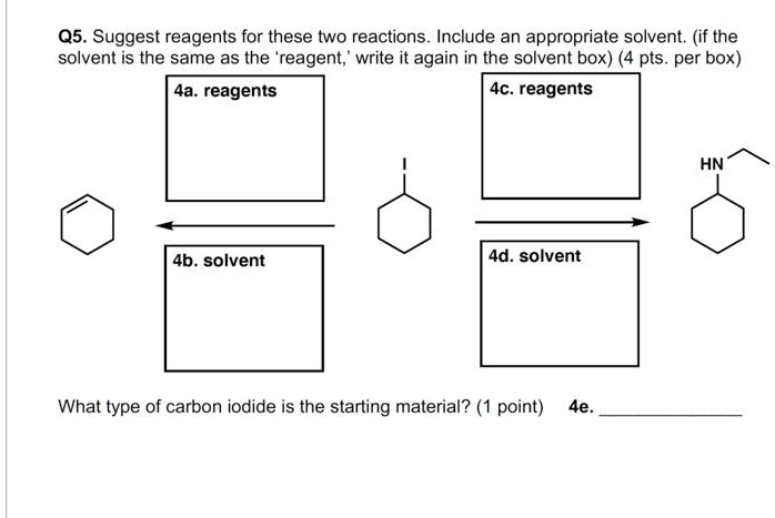 SOLVED: Q5 Suggest reagents for these two reactions. Include an ...