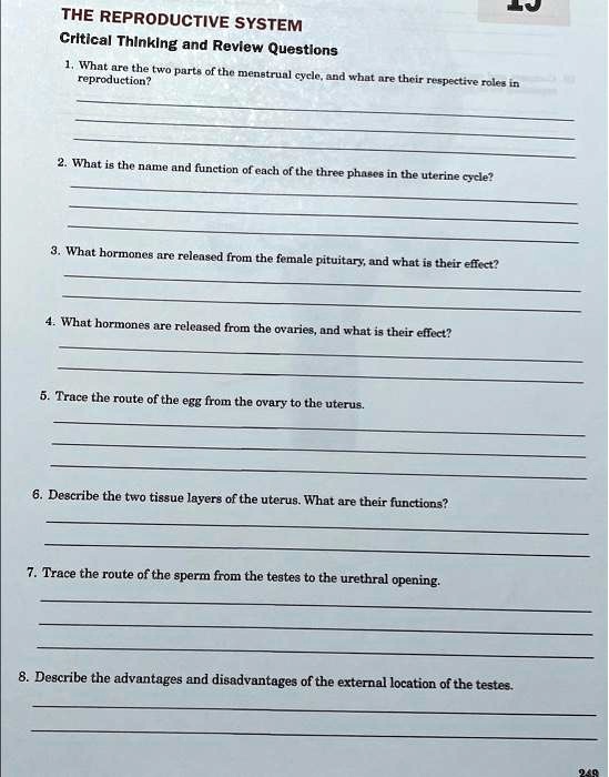SOLVED: 49 THE REPRODUCTIVE SYSTEM Critical Thinking and Review ...