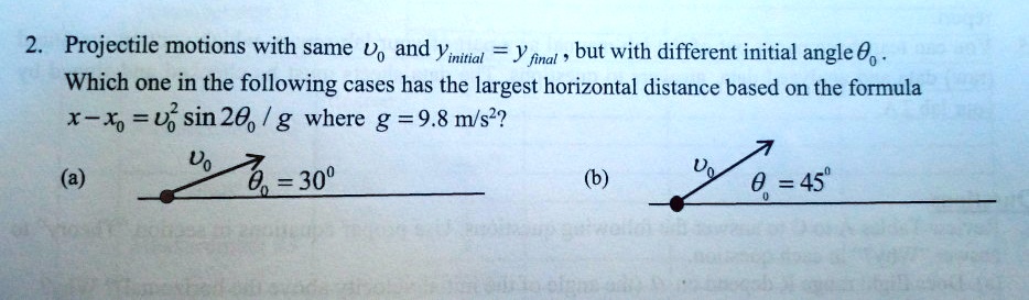 SOLVED:2. Projectile motions with same Uo and Y initial final but with different initial angle 8 ...