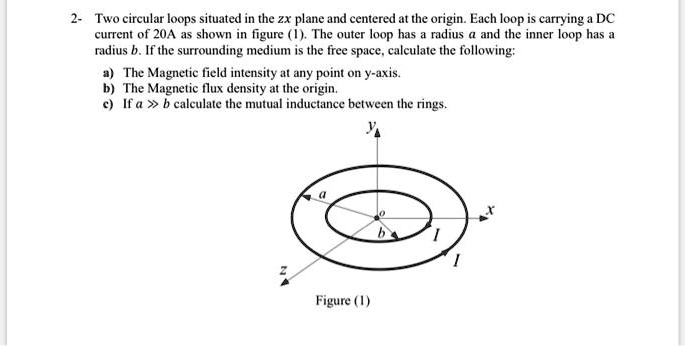 2- Two circular loops situated in the zx plane and centered at the origin. Each loop is carrying ...
