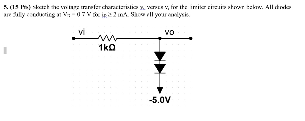 sketch the voltage transfer characteristics vo versus vi for the limiter circuits shown below ...