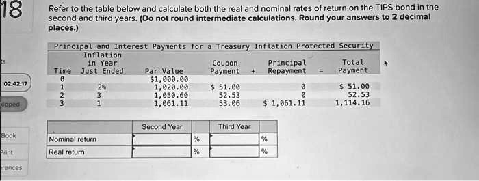 SOLVED: 8 Refer to the table below and calculate both the real and ...