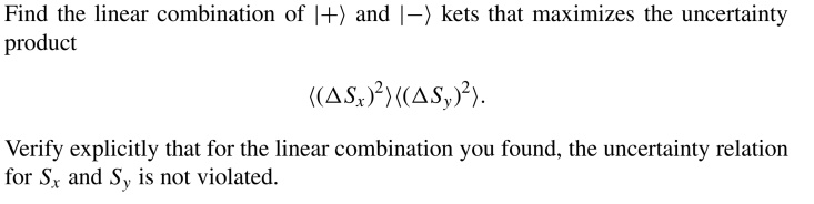 Find the linear combination of |+ and |- kets that maximizes the ...