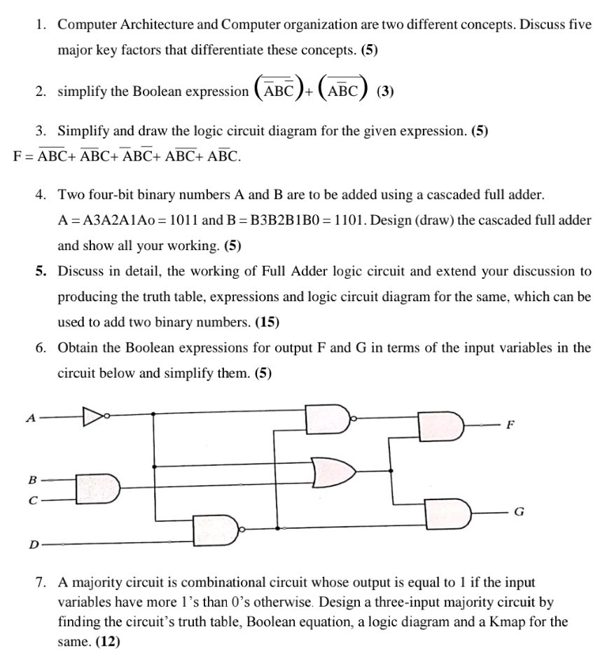 SOLVED: 1. Computer Architecture and Computer organization are two ...