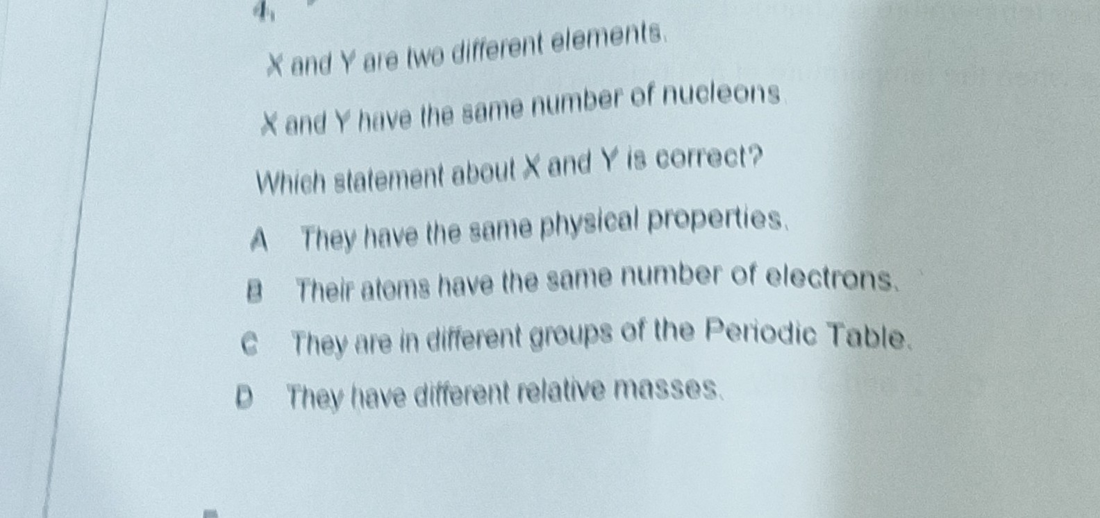 X and Y are two different elements. X and Y have the same number of ...