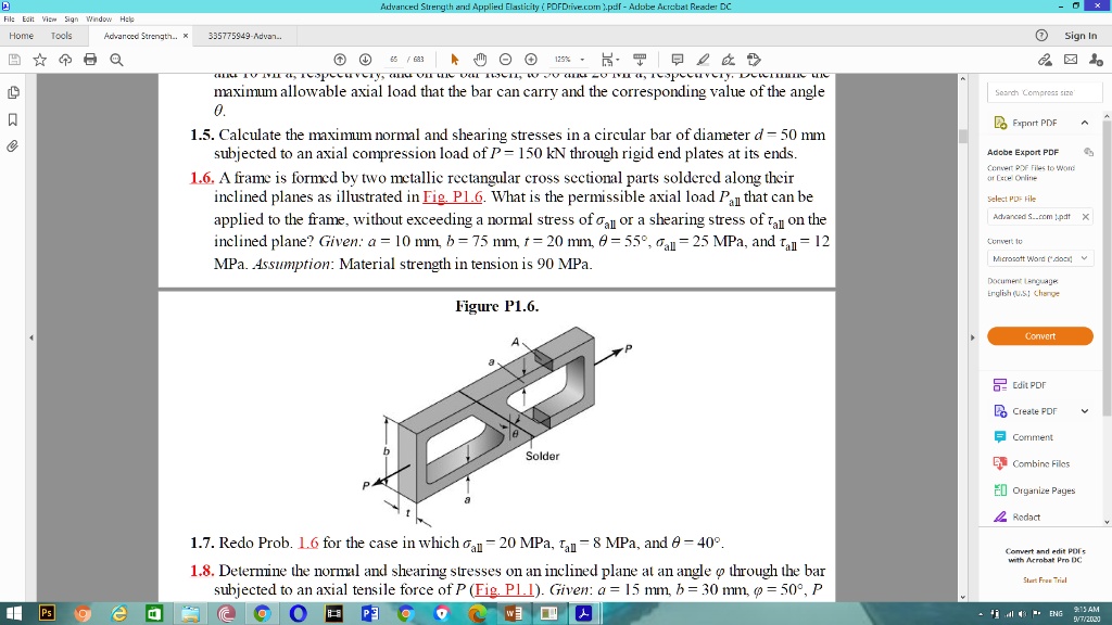 a frame is formed by two metallic rectangular cross sectional parts ...